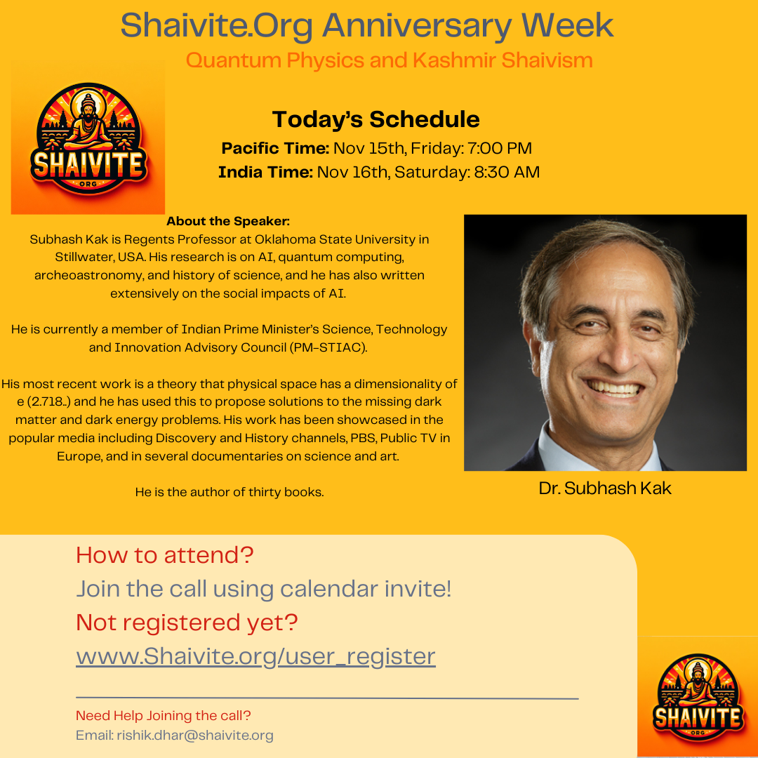 Dr. Subhash Kak | Shaivite Org